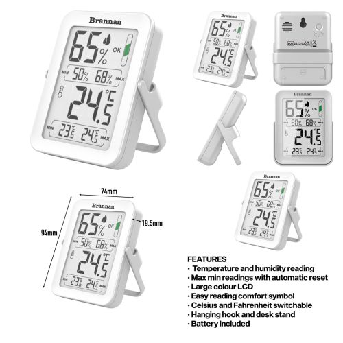 ETI Digital Wall Thermometer and Hygrometer 825-884
