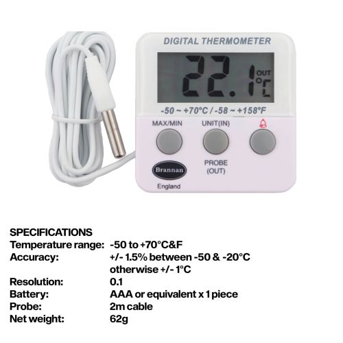 Calibrated Waterproof Digital Thermometer IP68 High-Precision