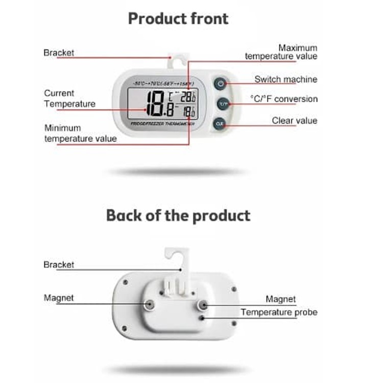 Fridge Thermometer Max-Min | Black | Temperature Monitoring
