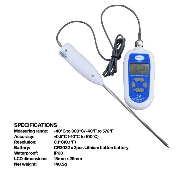 Calibrated Waterproof Digital Thermometer IP68 High-Precision