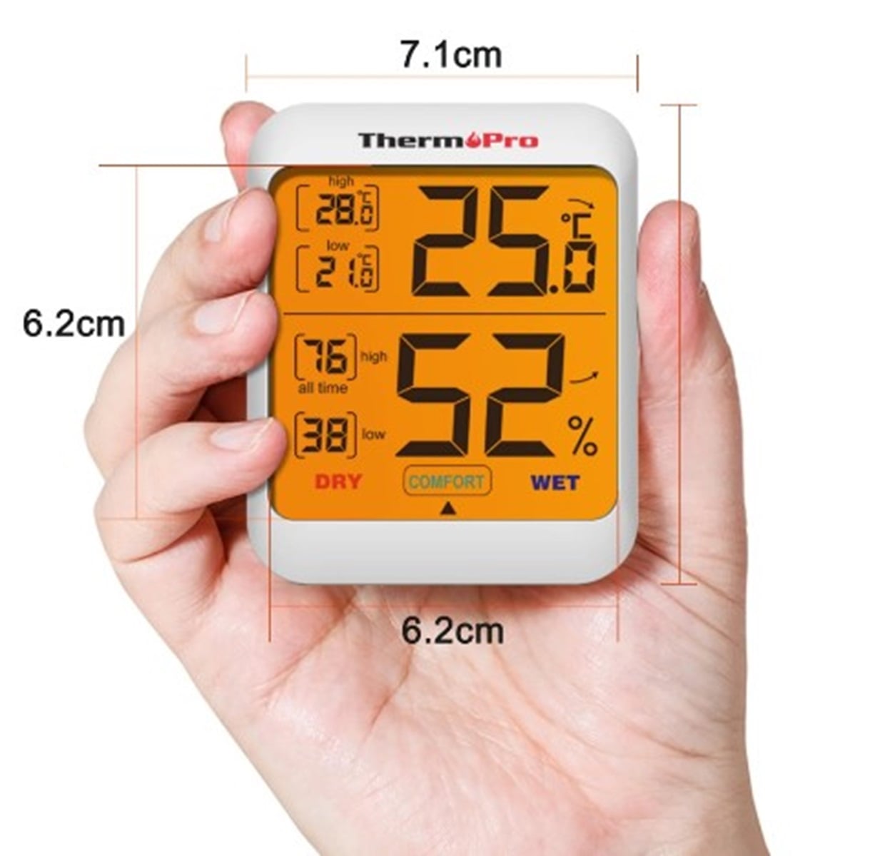 ThermoPro TP53 Digital Indoor Room Backlight Thermometer Hygrometer ...