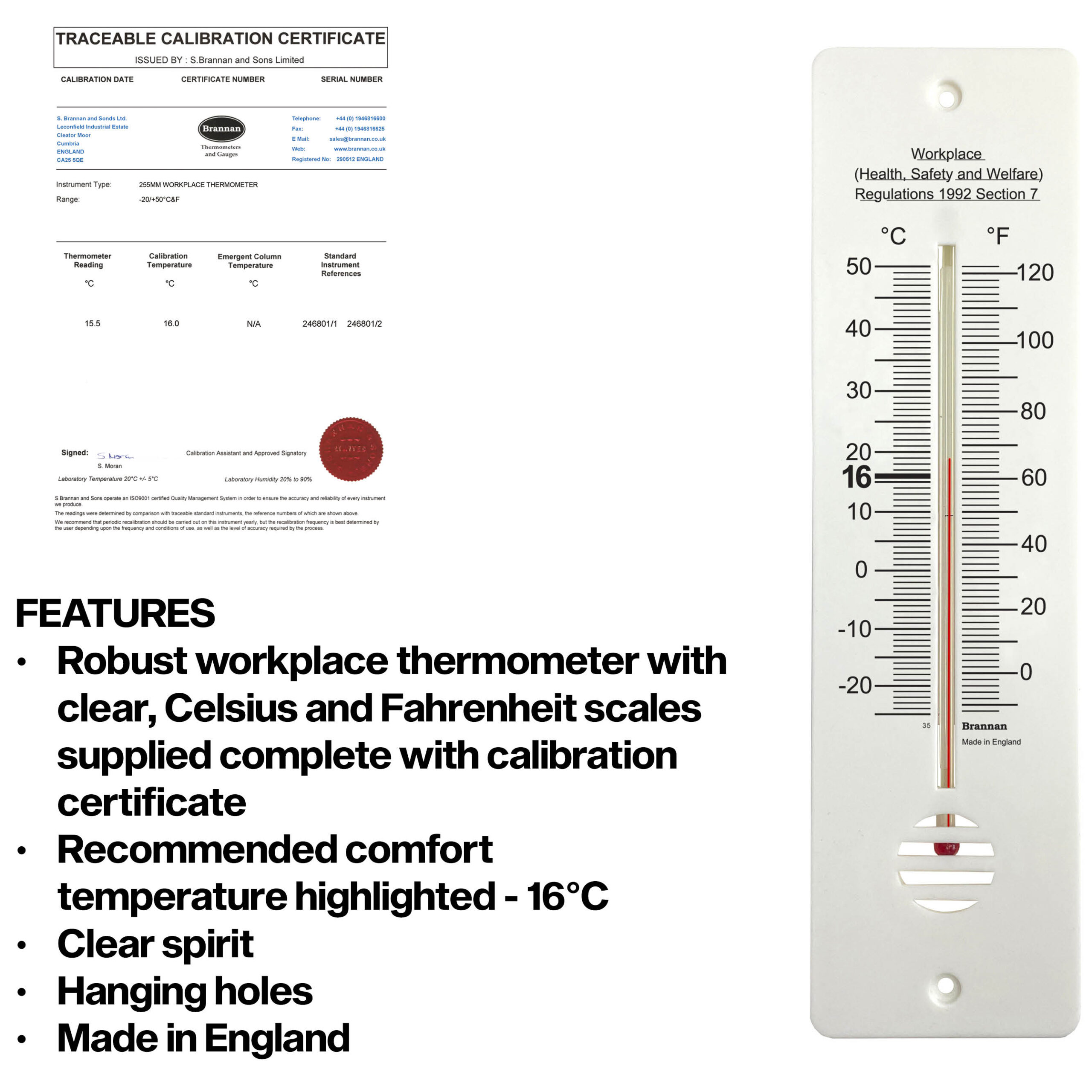 Brannan Calibrated Workplace Thermometer